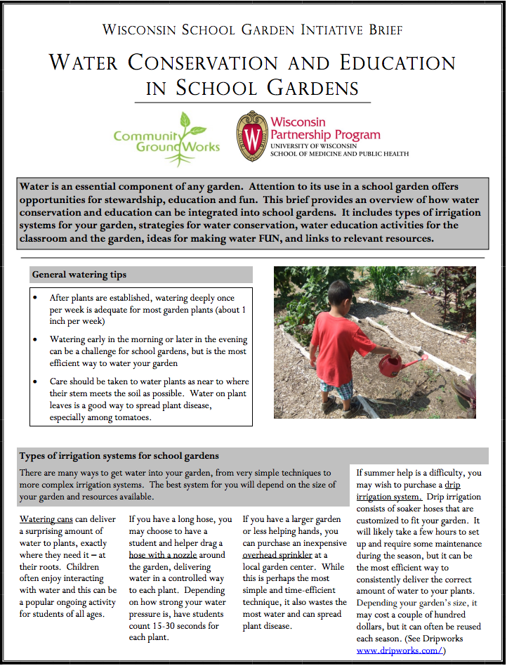 Water Conservation & Education in School Gardens