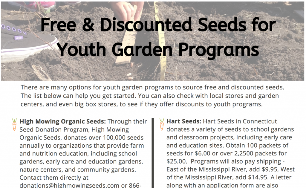 Free & Discounted Seeds for Youth Garden Programs